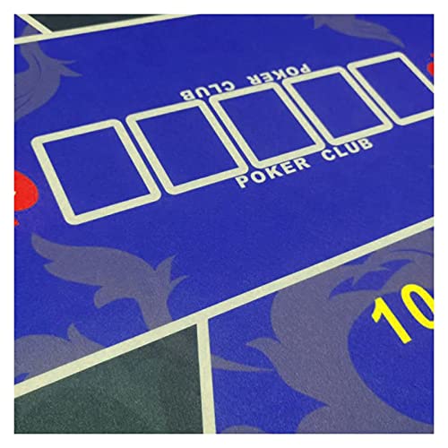Felt Portable Poker Table Mat Texas Poker Board Game Rubber Cushion Tablecloth Party Games Texas Tabletop Mat Poker Mat (Color : Blue)