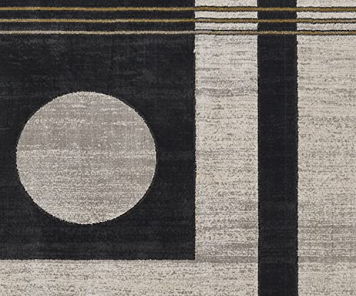Momeni Edition Geometric Polyester Charcoal Area Rug, 7'9" x 9'10" Sized Rug for Living Room, Bedroom, Dining Room, and Kitchen