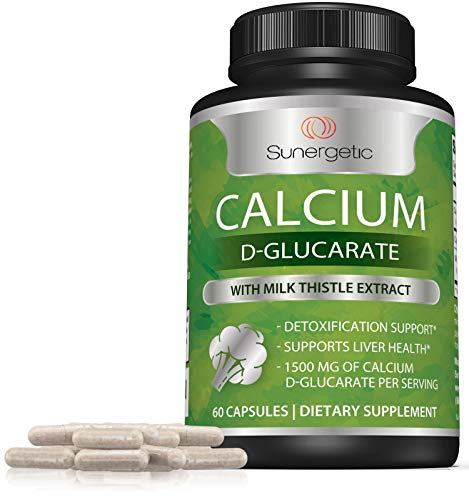 Premium Calcium D-Glucarate Supplement with Milk Thistle Extract - Calcium D-Glucarate for Liver Support & Detox Support – 500mg of Calcium D-Glucarate Per Serving – 60 Capsules