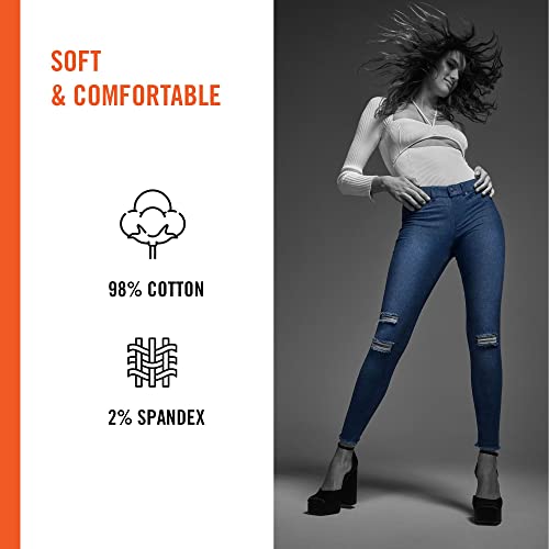 HUE womens Ripped Knee Denim Leggings, Black, X-Small US