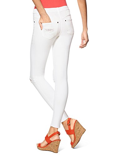 HUE womens Ripped Knee Denim Leggings, White, Large US