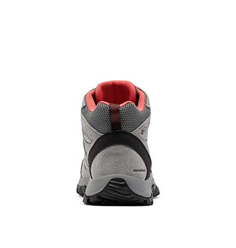 Columbia Women's Redmond III Mid Waterproof Walking Shoe Hiking, Steam/Red Coral, 7.5