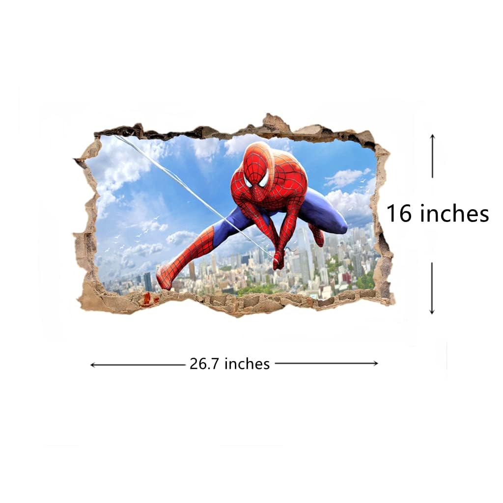 LSXYJ Spiderman Wall Stickers for Bedroom, Spiderman Poster Boys Kids Room Decor, Decorations for Bedroom Wall Decor, Spiderman Stickers Playroom Wall Decor