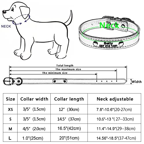 Personalized Leather Dog Collars for Small Medium Large Dogs,Custom Dog Collar with Nameplate, Option to Blue,Pink,Red,Purple,Green,Black,Brown
