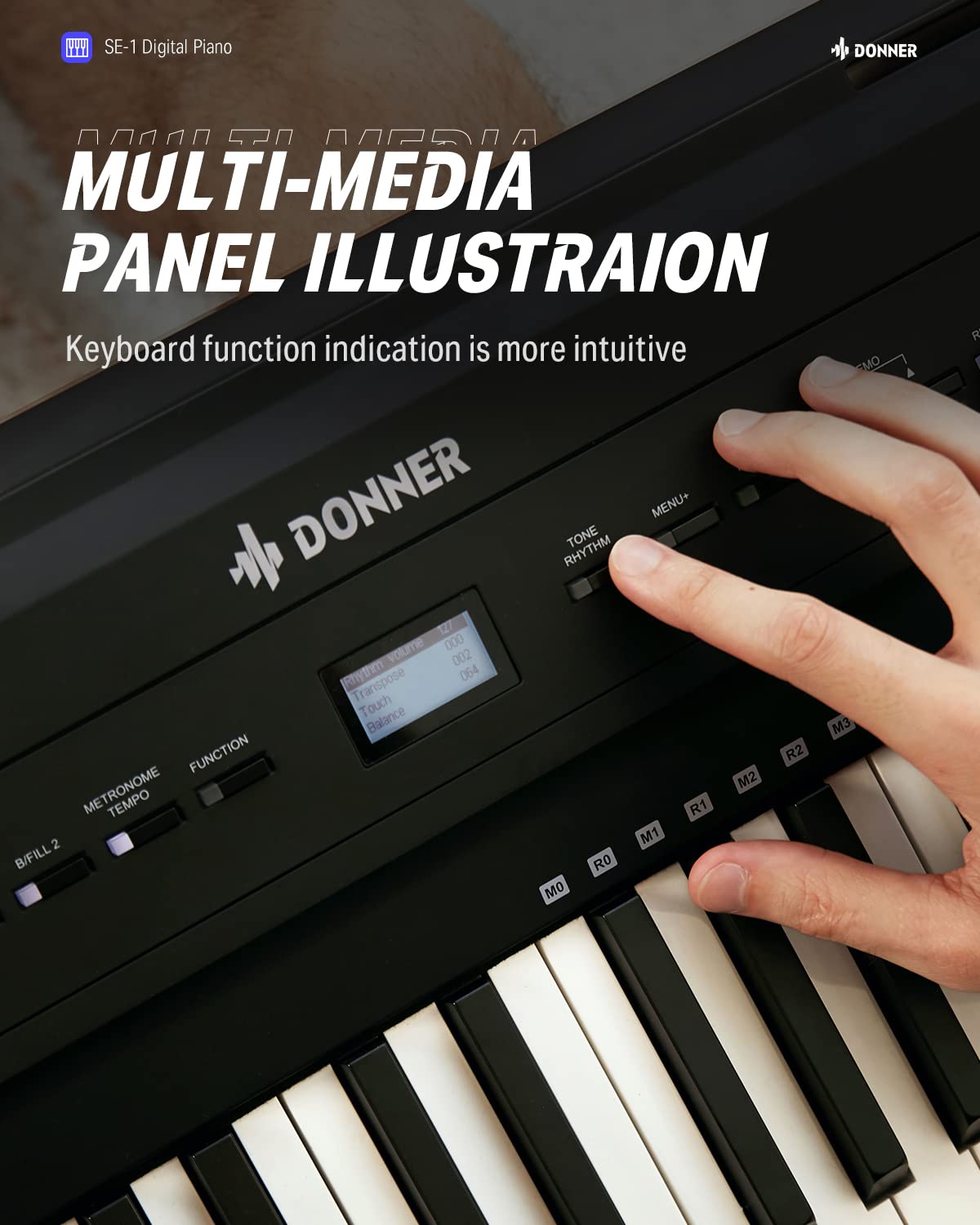 Donner SE-1 Digital Piano + Z-style Heavy-Duty Keyboard Stand