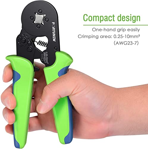 Ferrule Crimping Tool - FORTUNEW® Self-adjustable Wire Crimping Tool Kit AWG 23-7(0.25-10 mm²) with 1200 terminals crimping tool set