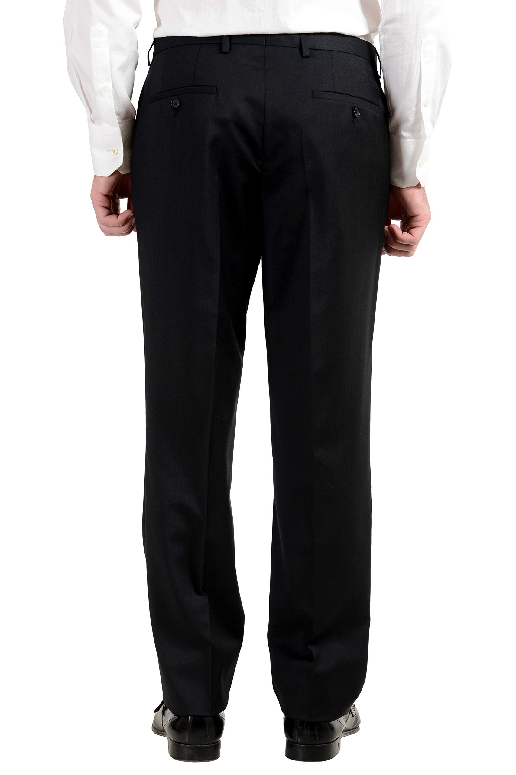 Hugo Boss "The King/Central_1" Men's 100% Wool Two Button Suit US 40L IT 50L Black