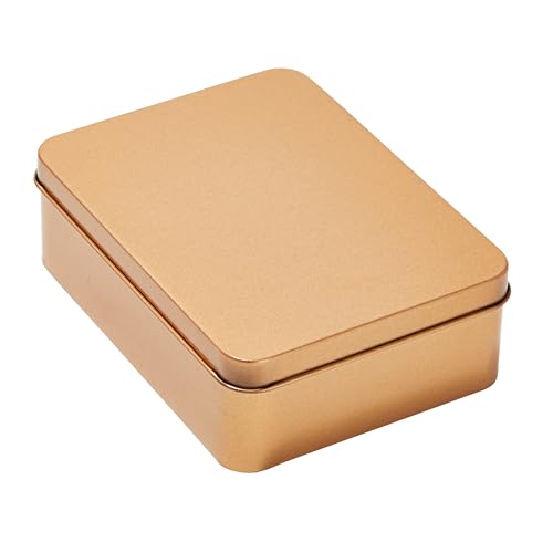 Juvale 6-Pack Gold Metal Cookie Tins with Lids - Small Rectangular Tin Boxes for Gift Giving, Home Organization (4.9x3.7x1.6 In)
