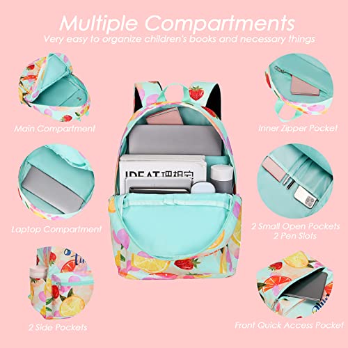 Dafelile Backpack with Pencil Case Set for Girls, 2 in 1 School Bookbag Set Cute Cartoon Lightweight Schoolbag for Kindergarten Elementary School Girls