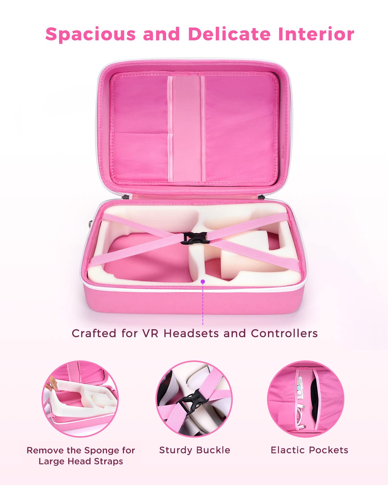 Doohoeek Hard Carrying Case Large for Oculus Quest 2 with All-in-One Accessories, Travel Case Storage Organizer with VR Face Cover&Grip Covers&Lens Pad for VR Gaming (No Devices)