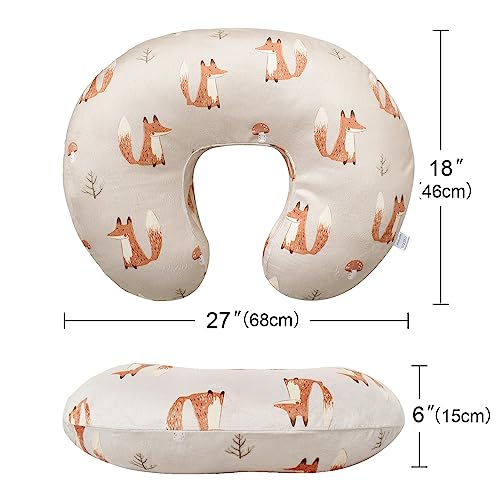 OWLOWLA Nursing Pillow Cover,Minky Breastfeeding Pillow Cover Fits Original Nursing Pillow Baby Boy Girl(Fox)