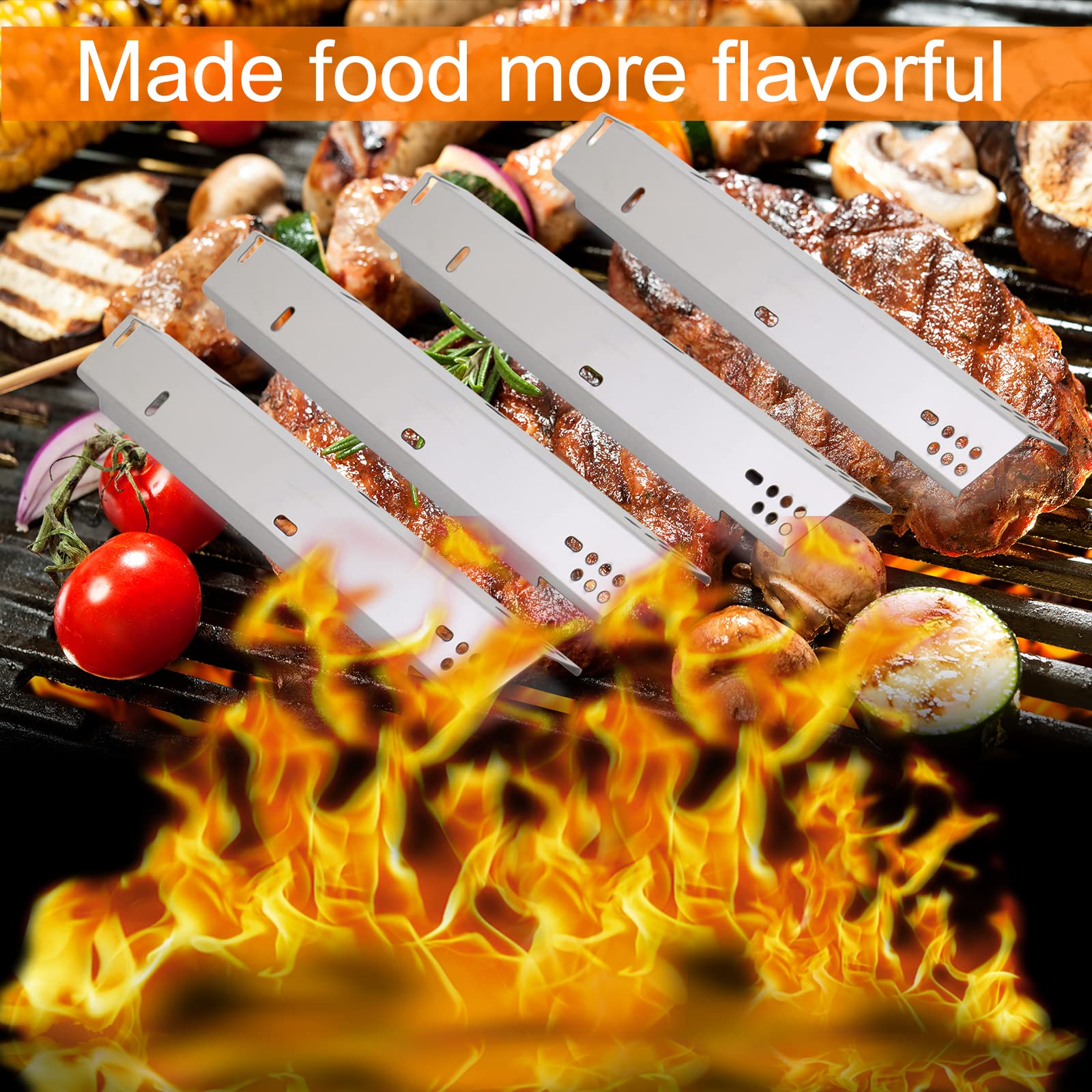 BTCDR Grill Heat Plate Replacement for Dyna-Glo DGH485CRP, Dyna-Glo DGH474CRP Gas Grill, Heat Shield for Dyna-Glo 4 Burner Grill Models, Stainless Steel Heat Tent, 5 Pack