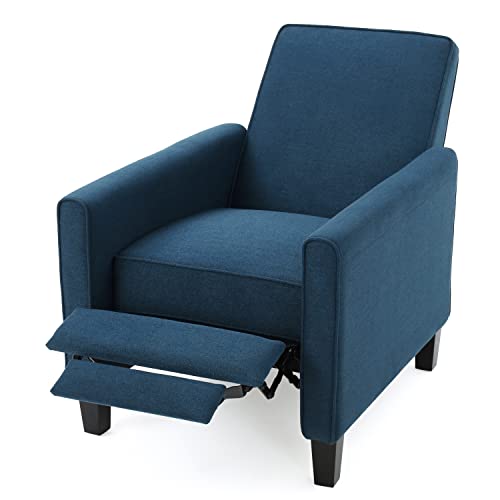 Christopher Knight Home Emmie Fabric Recliner (Set of 2), Navy Blue, Dark Brown