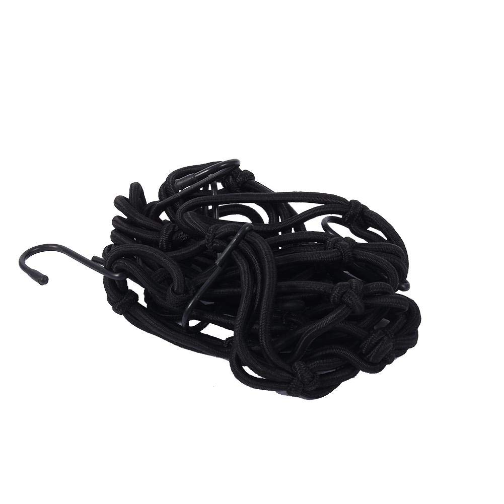 Cargo Net, 30x30cm Motorcycle 6 Adjustable Plastic Hook Hold Down Cargo Web Bungee Cord Packing Mesh Net Gear Luggage Netting with Small Mesh(Black)