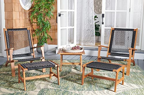 SAFAVIEH Outdoor Collection Chantelle Natural/Black Woven 5-Piece Patio Set