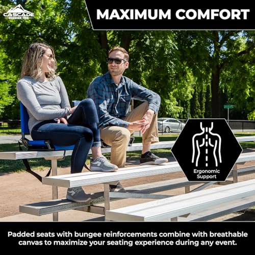 Cascade Mountain Tech Stadium Seat - Lightweight, Portable Folding Chair for Bleachers and Benches - Light Blue, Extra Wide - 20"