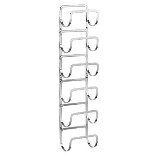mDesign Wall Mount Towel Storage Rack for Bathroom - 6-Tier Hanging Organizer - Mounted Shelf for Multiple Bath Towels or Rolled Robes - Wine Bottle Holder - Steel Metal - Carson Collection - Chrome