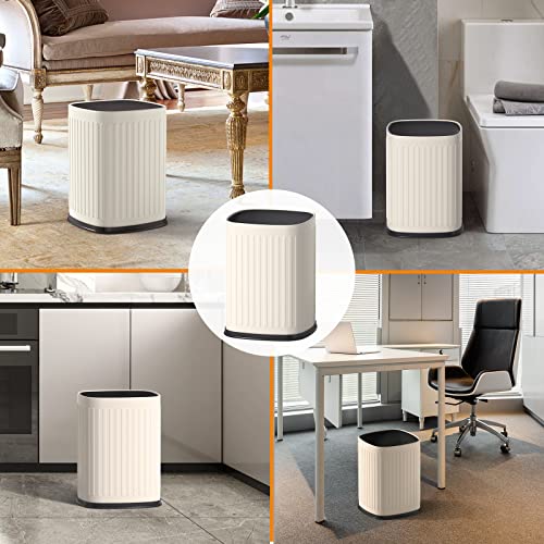 Mbillion Small Trash Can Open Top Metal Waste Bin 2.1Gal/8L,Stainless Steel Garbage Can with Inner Bin Hide Trash Bags, Double Layer Trash Can, Non-Slip Bottom Trash Bin, Without Lid