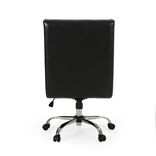 Christopher Knight Home Reed Contemporary Channel Stitch Swivel Office Chair, Midnight Black + Silver