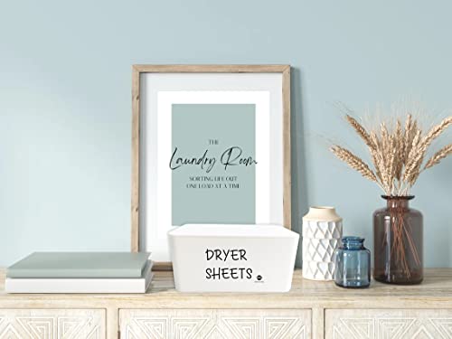Moorfowl Dryer Sheets Container Box with Lid, Upgarde Design(8.2L x 4.9W x 3.9H inches), Laundry Fabric Sheets Dispenser Farmhouse Dryer Sheets Holder for Laundry Room Decor β Organization & Storage