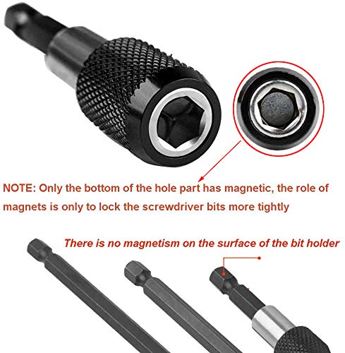 Eyech 3Pcs 1/4 Inch Hex Shank Magnetic Drill Bit Extension Quick Release Screwdriver Nut Drill Bit Holder Extension Kit Set for Impact Driver Bits -2/4/ 6 Inch Length
