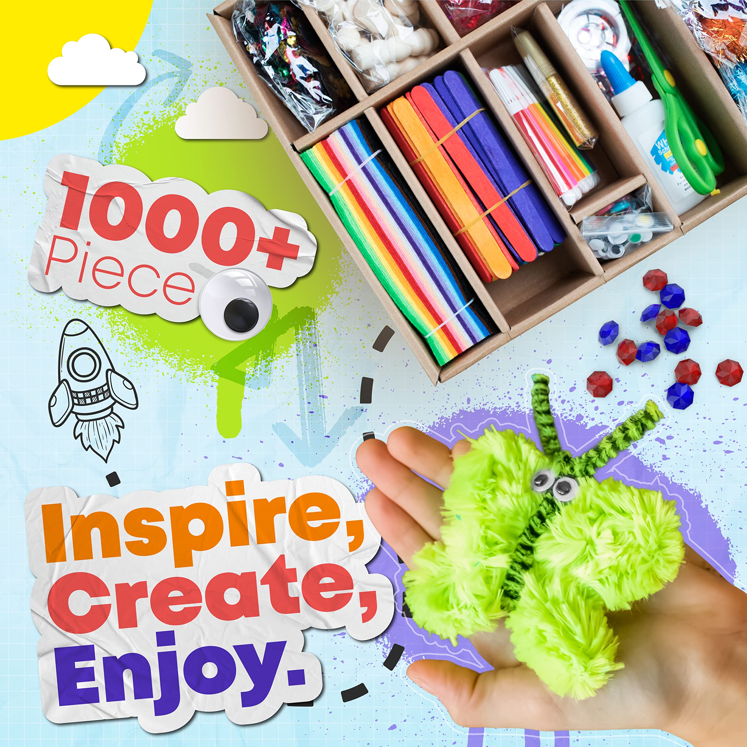 Dylan & Rylie Kids Arts & Crafts Kit - 1000+ Piece Creative Supplies Set for Ages 4-12, Ideal for Fun & Learning