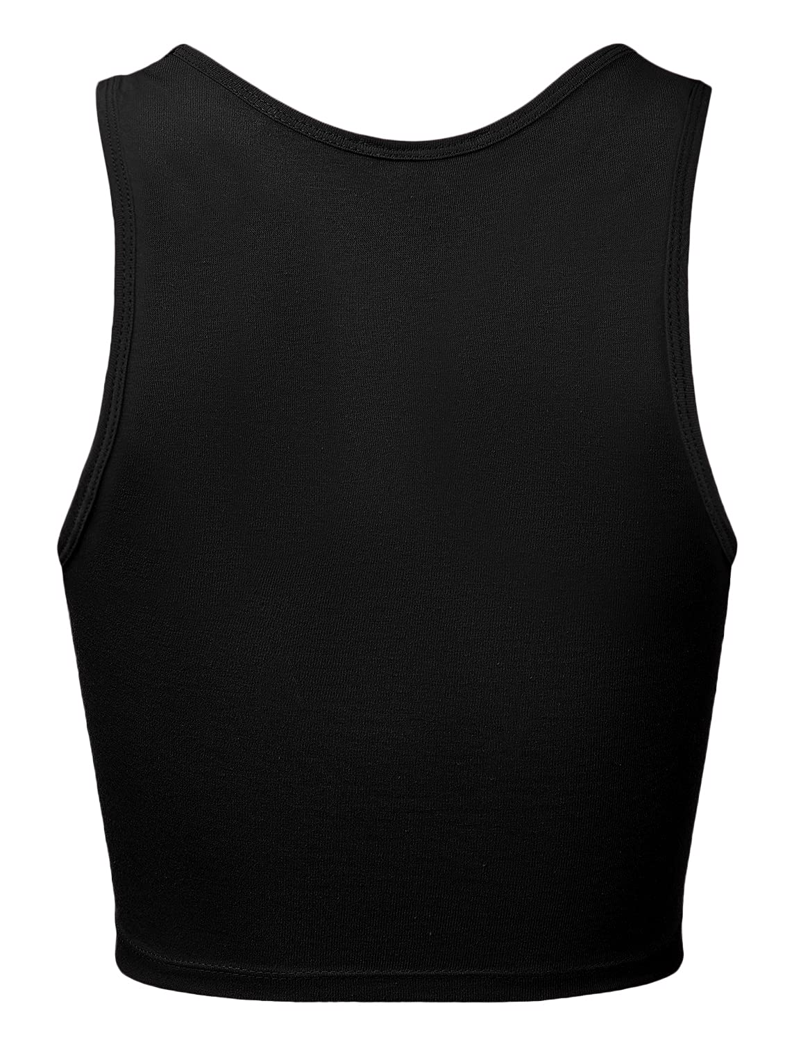 Camisole Crop Tank Top Sexy High Crew Boat Neck Slim Classic Knit Fit Black M