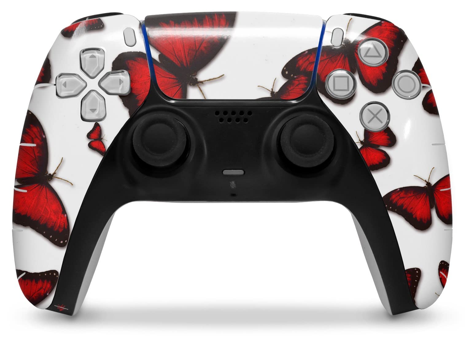 WraptorSkinz Skin Wrap compatible with Sony PS5 DualSense Controller Butterflies Red (CONTROLLER NOT INCLUDED)