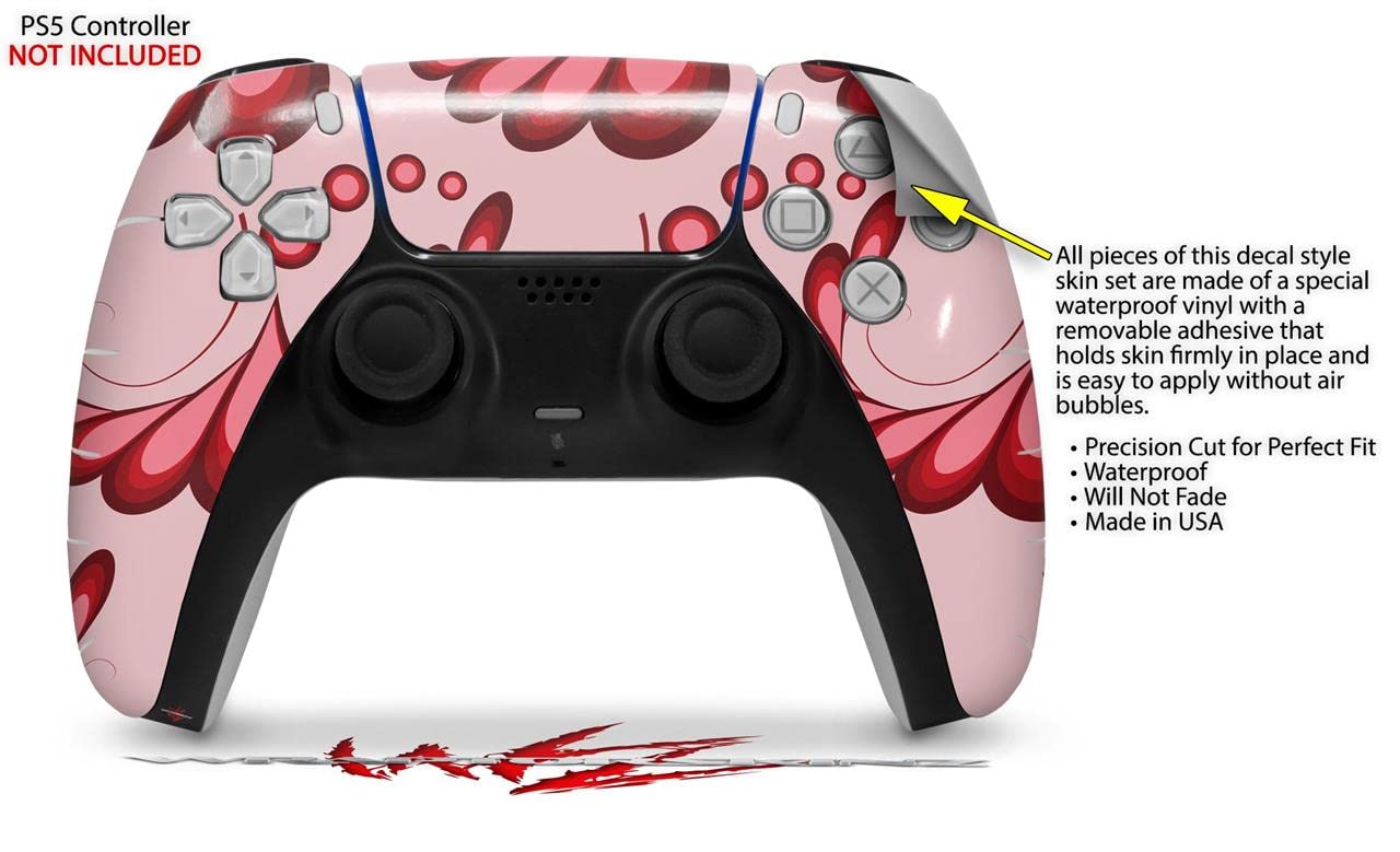 WraptorSkinz Skin Wrap compatible with Sony PS5 DualSense Controller Petals Red (CONTROLLER NOT INCLUDED)