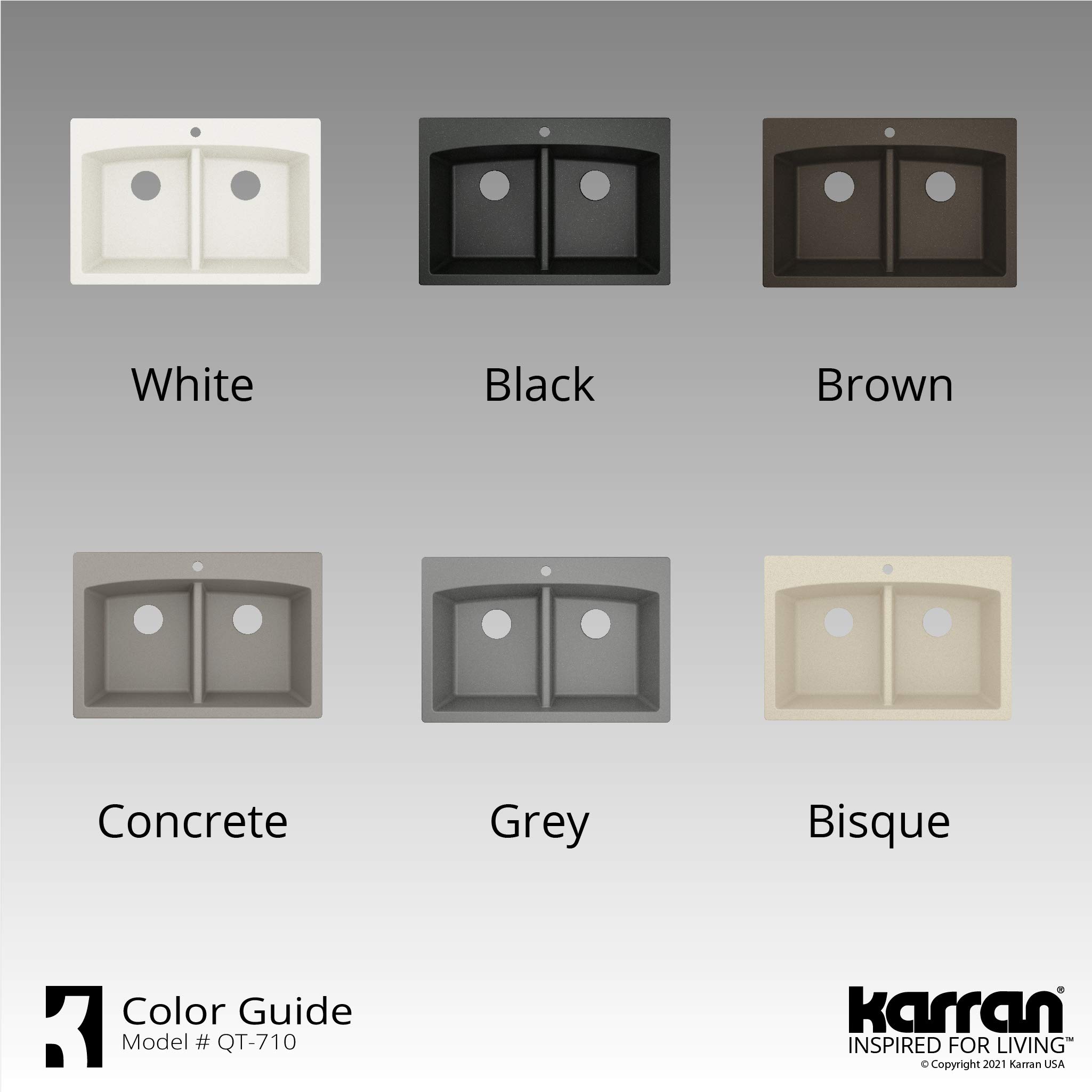 Karran QT-710 Drop-in Quartz Composite 33 in. 1-Hole 50/50 Double Bowl Kitchen Sink Kit in White