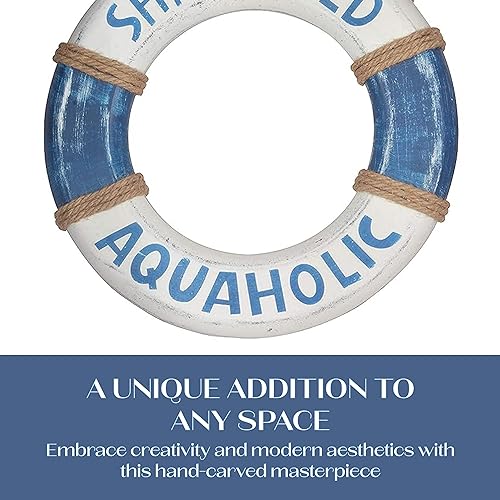 MEANT2TOBE Tiki Bar Hut, Hand Carved Buoy Cute Lifesaver Rings “Ship Faced Aquaholic” & “Caution Drunks at Play”, Sign Pool Decorations, Beach Décor Life Ring, Tiki Bar Decorations