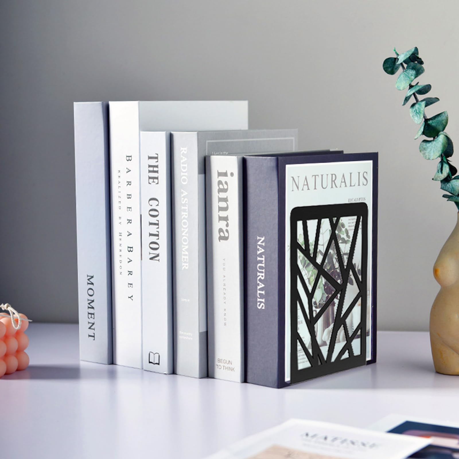 Book Ends, Bookends for Shelves, Home Decorative Bookends for Heavy Books, Non-Skid Book Holders for Shelves, Metal Book End Bookend for Home Office Decor, 7 x 4.7 x 3.5β (2 Pairs/ 4 Pcs, Large)