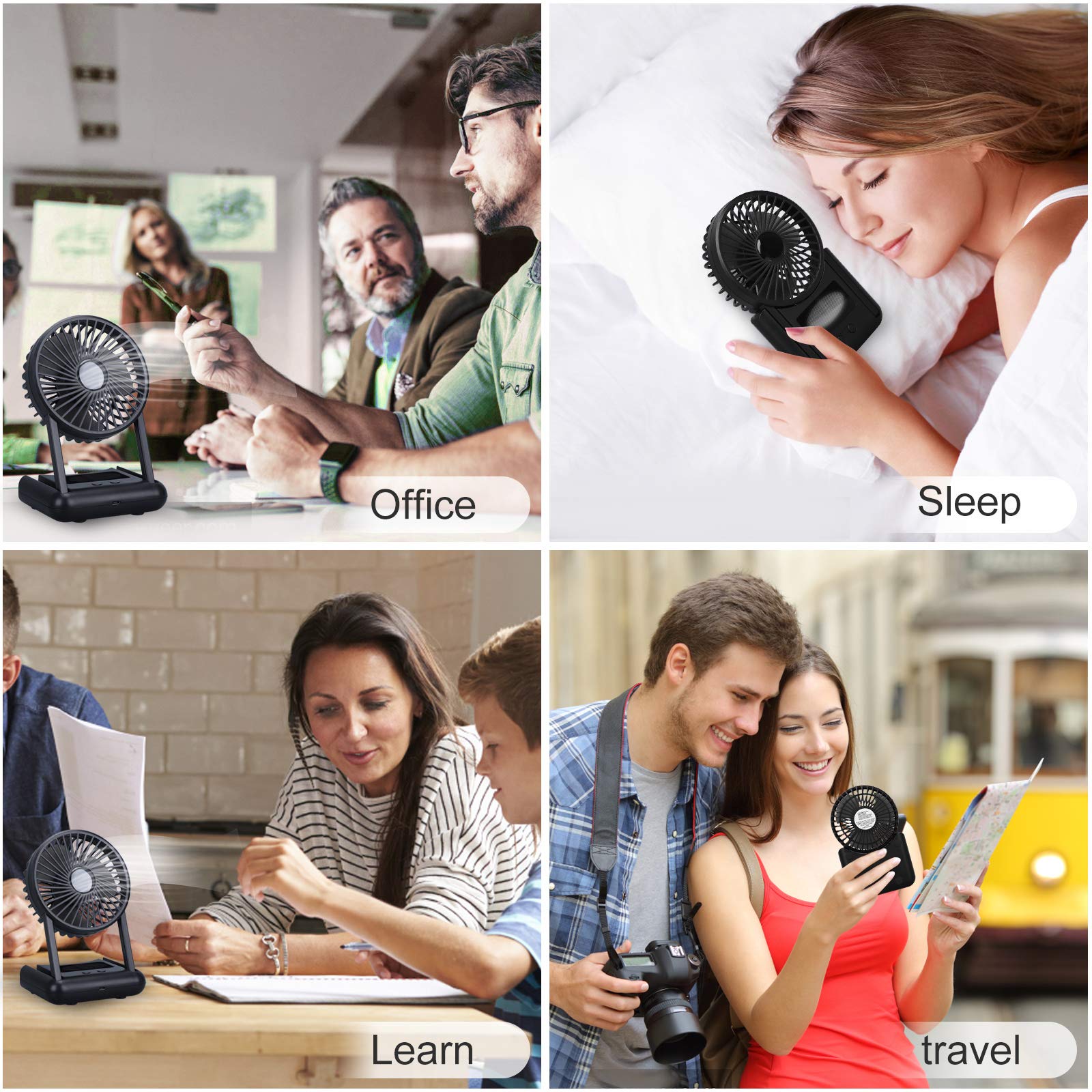 WUYILED Battery Operated Fan, Small Table Fan with Strong Airflow Quiet Operation Portable Fan Speed Adjustable Head Mini Personal Fan for Home Office Bedroom Table and Desktop 4 Inch