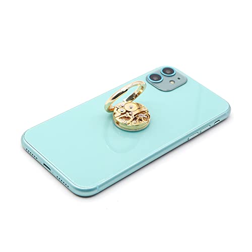 Mechanical Phone Ring Holder,Phone Holder Grip Ring Stand,Adjustable Kickstand,Finger Ring Stand 360°Rotation Metal Phone Ring Grip Kickstand Compatible with All Smartphone (Gold)