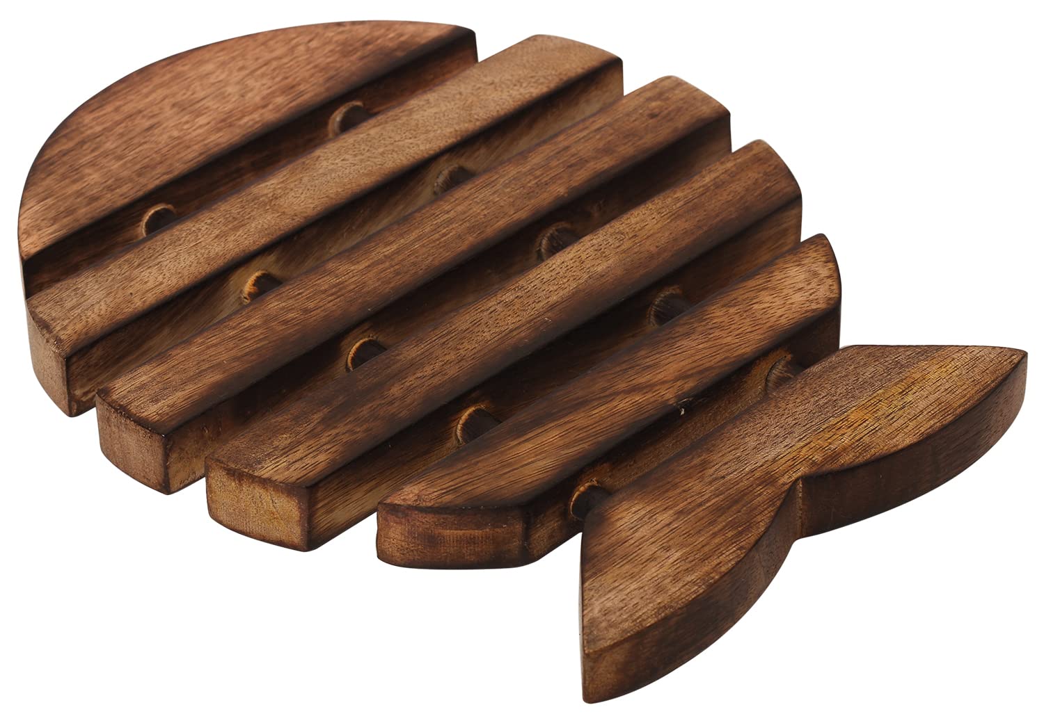 ETROVES 10 Inch Wooden Trivet Fish Shape for Hot Dishes Pot Pan Tea Pot Holders Modern Home Farmhouse Kitchen Counter Top Decor