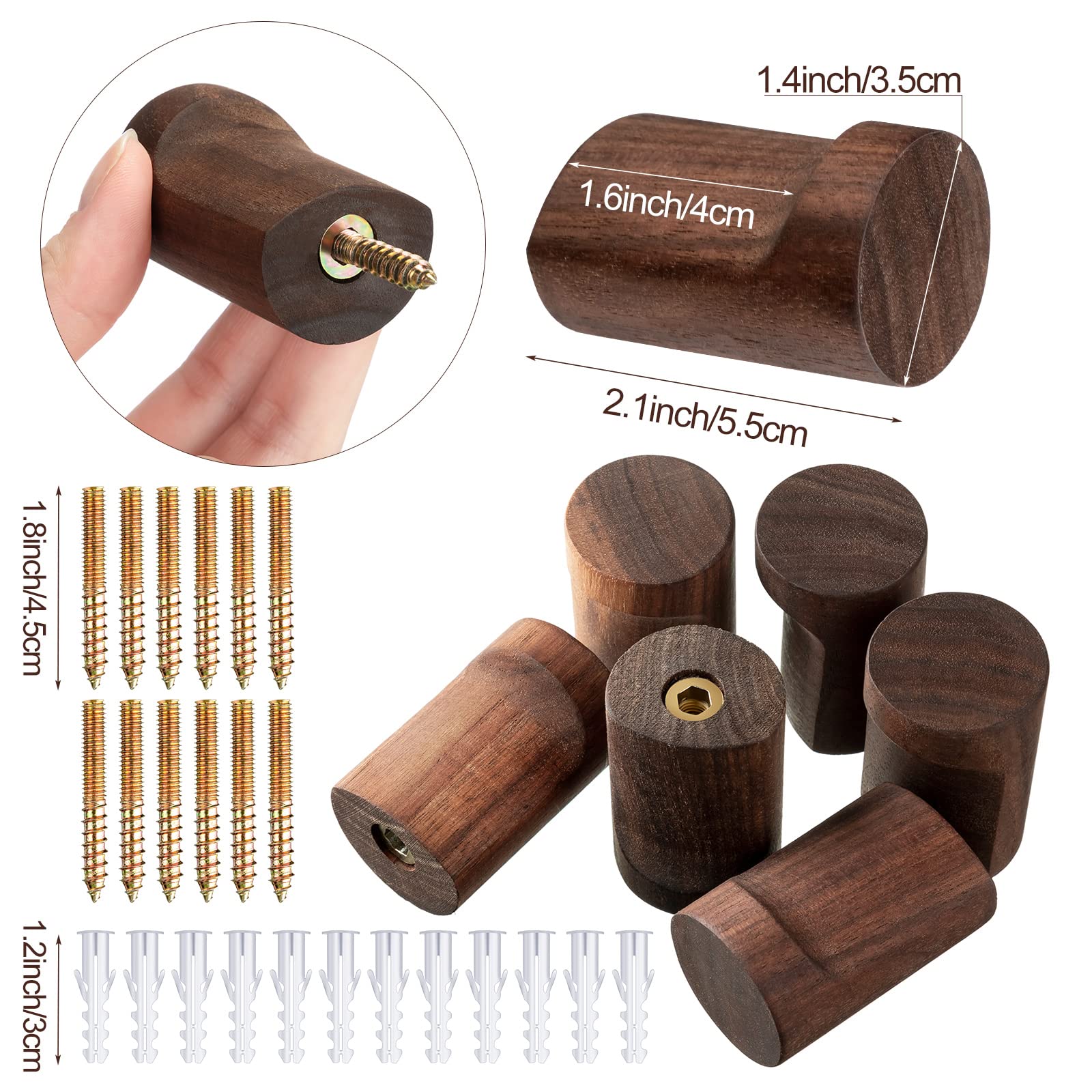 Roowest 12 Pack Wood Wall Hooks Natural Wooden Coat Hooks Wall Mounted Handmade Rustic Decorative Hat Hooks Modern Hanging Backpack Hanger for Wall Towel Mug Clothes Holder Heavy Duty Entryway Peg