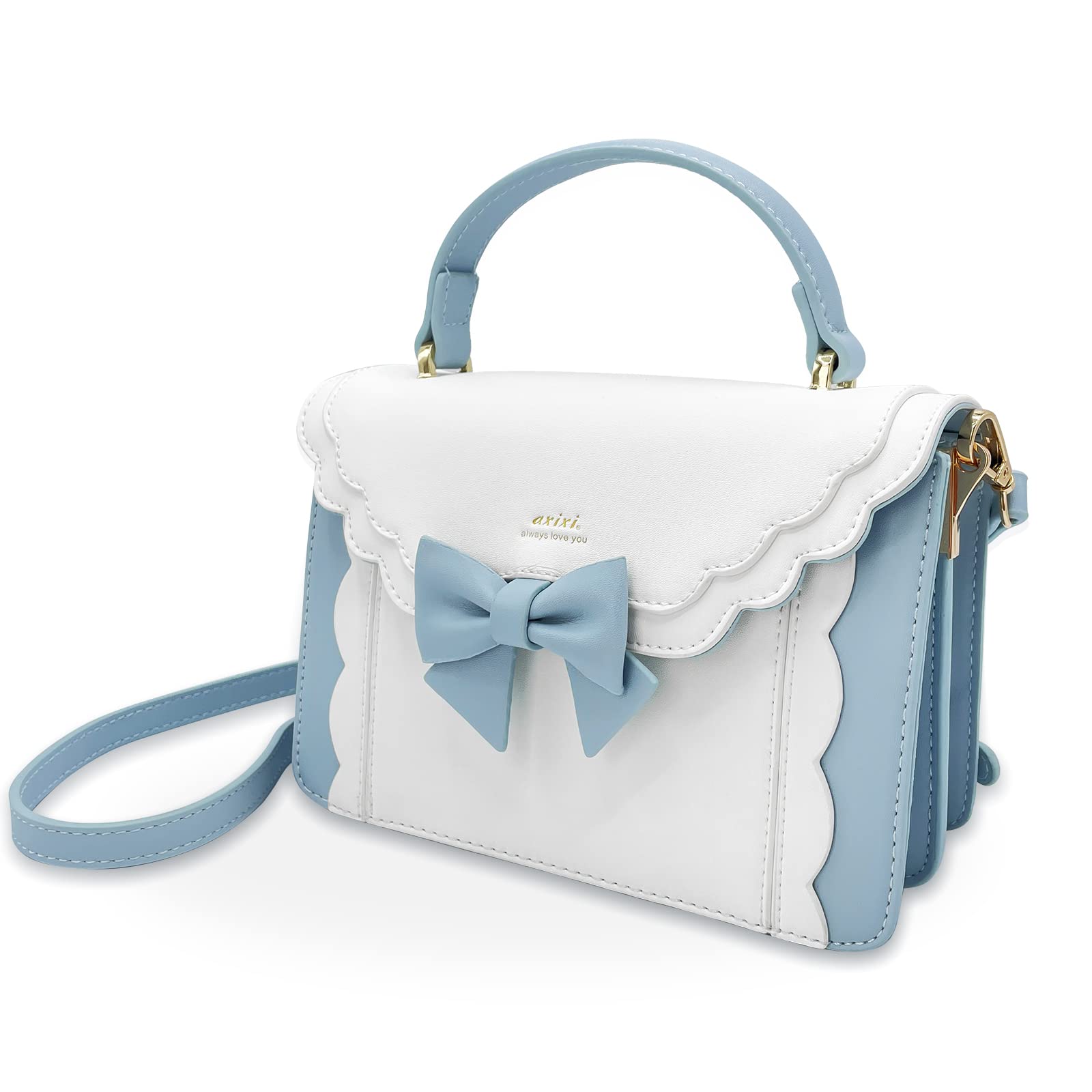 CuteStreet Women Bow Crossbody PU Leather Satchel Bags Handbags Over the Shoulder Removable Adjustable