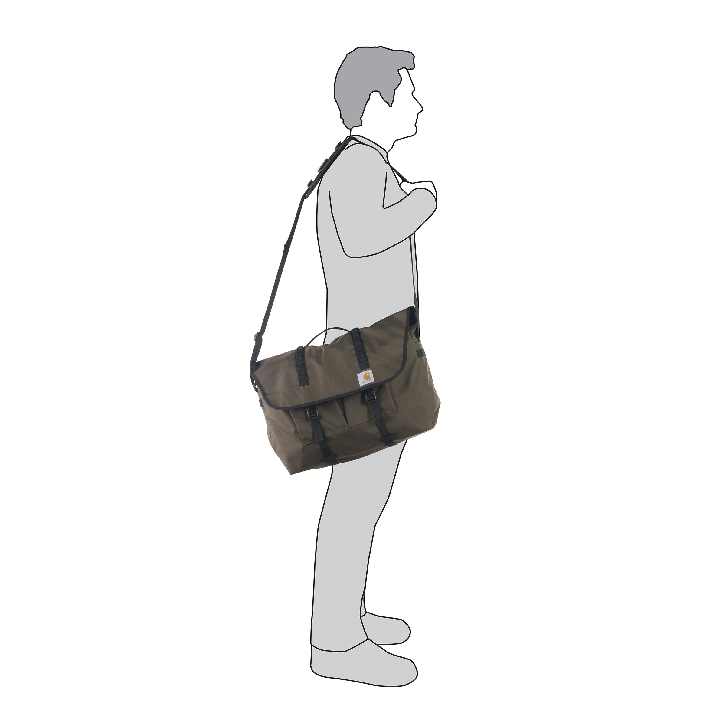 Carhartt Unisex-Adult Cargo Series Hook-N-Haul Messenger Bag, Black, Large