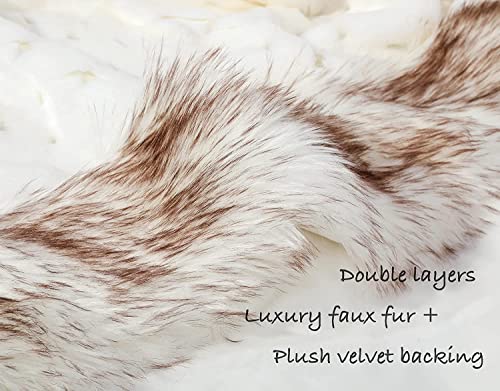 inchgrass Luxury Soft Faux Mink Fur Throw Blanket Shaggy Plush Elegant Comfortable Blanket White Long Hair for Sofa Chair Couch Living Bedding (80"x90", Elizabeth)