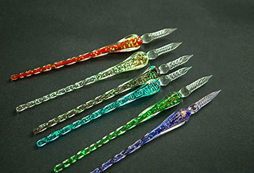 XIAOYU Luminous Glass Dip Pen Ink Set - Crystal Glass Dip Pen with 12 Colorful Inks for Art, Writing, Signatures, Calligraphy - Ice Blue