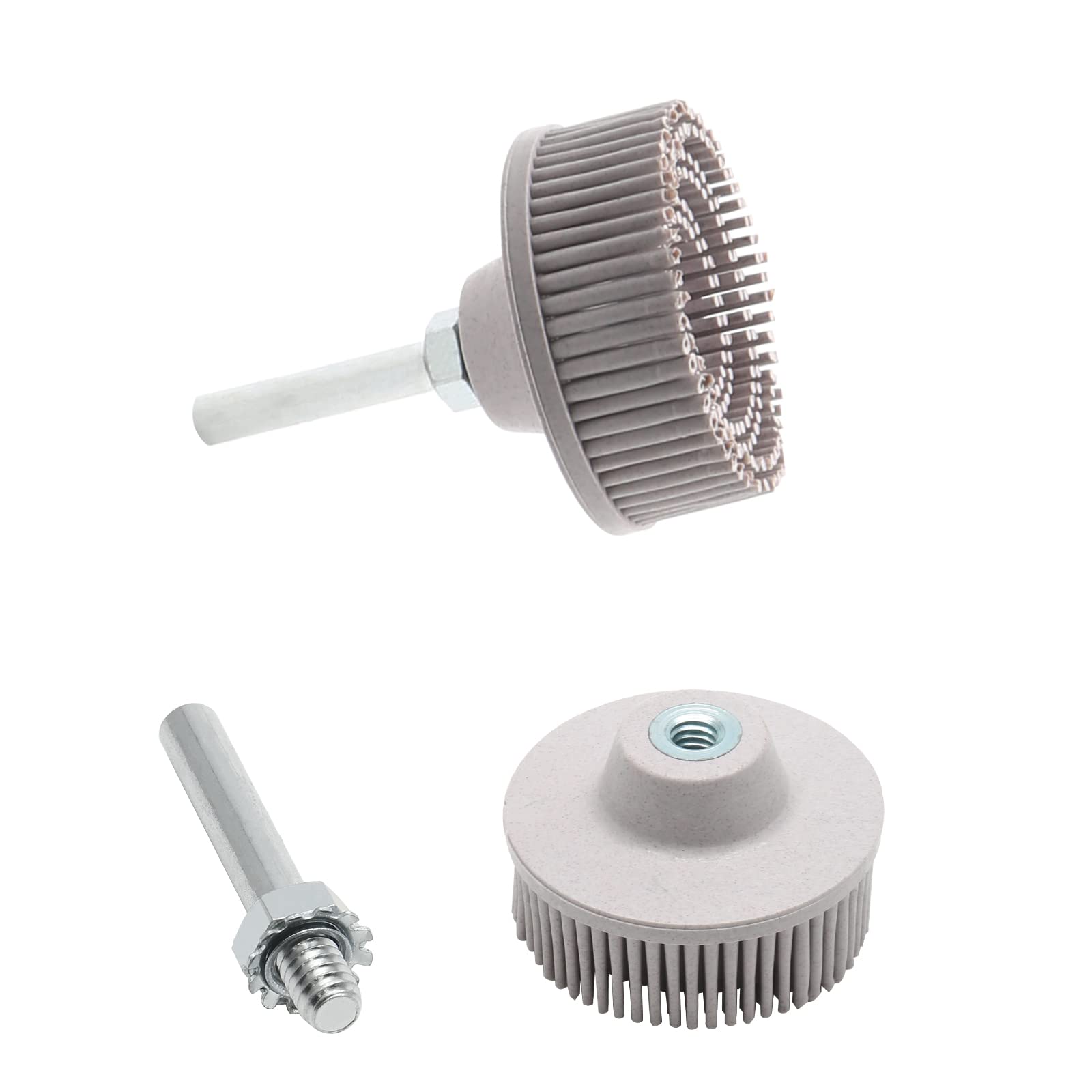 Jersvimc 2Pcs 120 Grit White Bristle Disc Attachment, 2 Inch Abrasive Bristle Disc Gasket Removal Disc with 1/4 Shank Coating Removal Disc for Rotary Tool