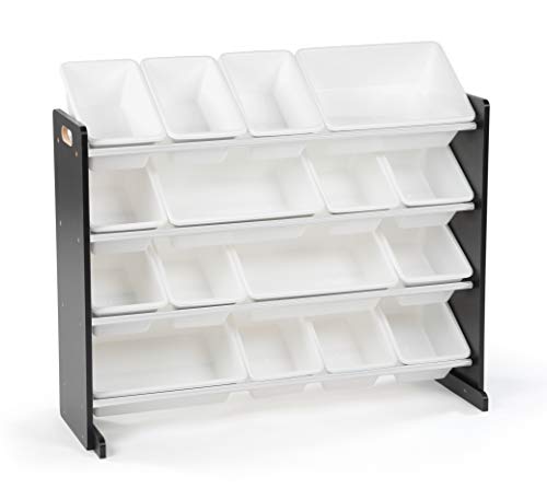 Humble Crew, Black with White Extra-Large Supersized Storage Organizer, Plastic Bins & Espresso/White Kids Book Rack Storage Bookshelf, 4 Tiers