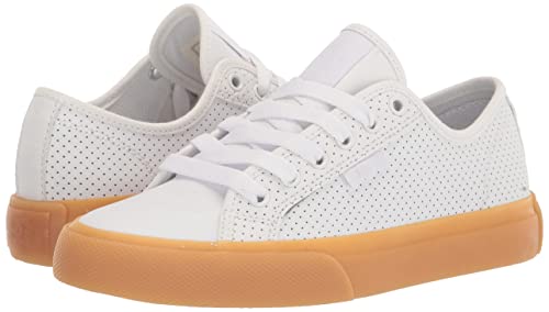 DC Women's Manual Skate Shoe, White/Gum, 9.5