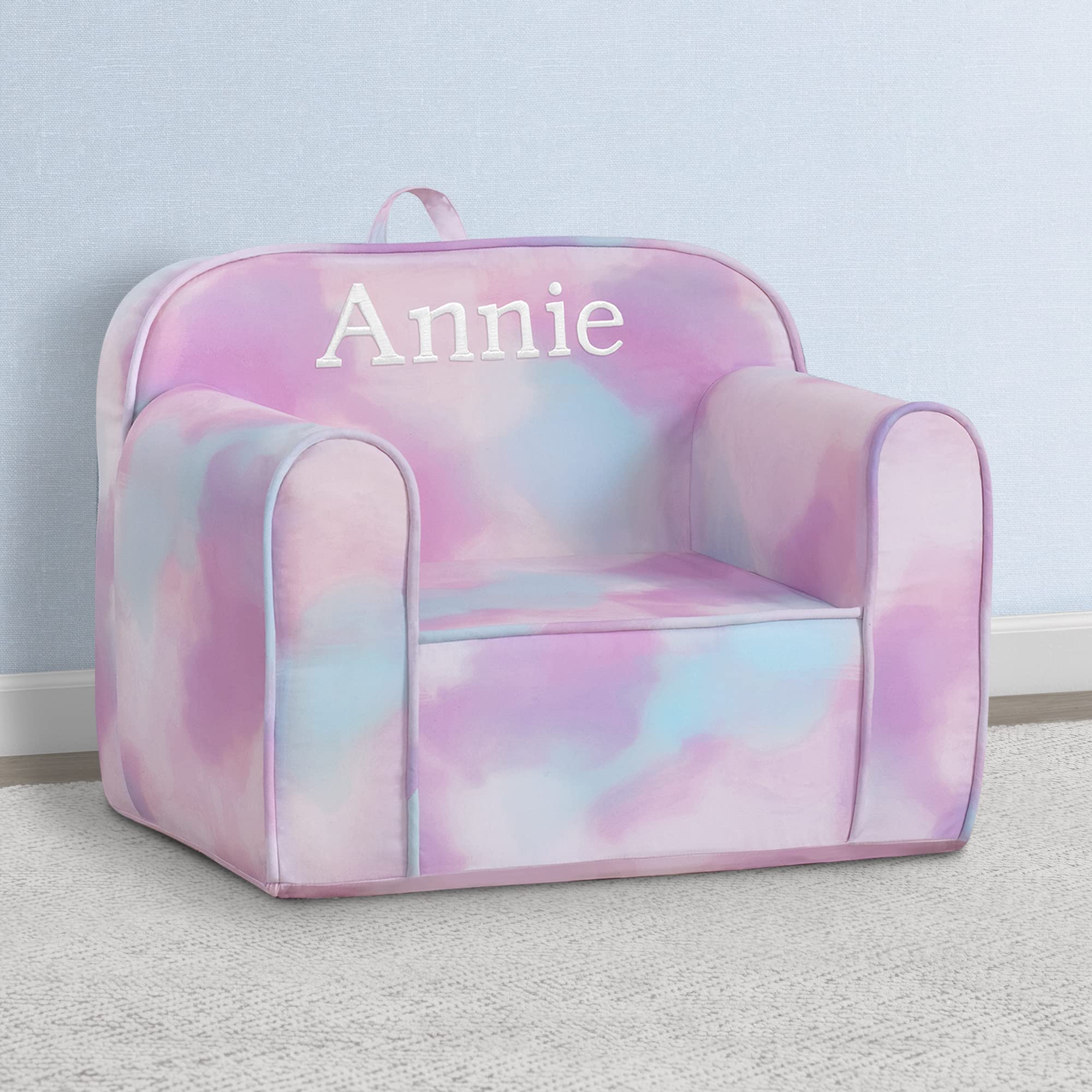 Delta Children Personalized Cozee Chair β Customize with Name β Foam Kids Chair for Ages 18 Months and Up, Tie Dye