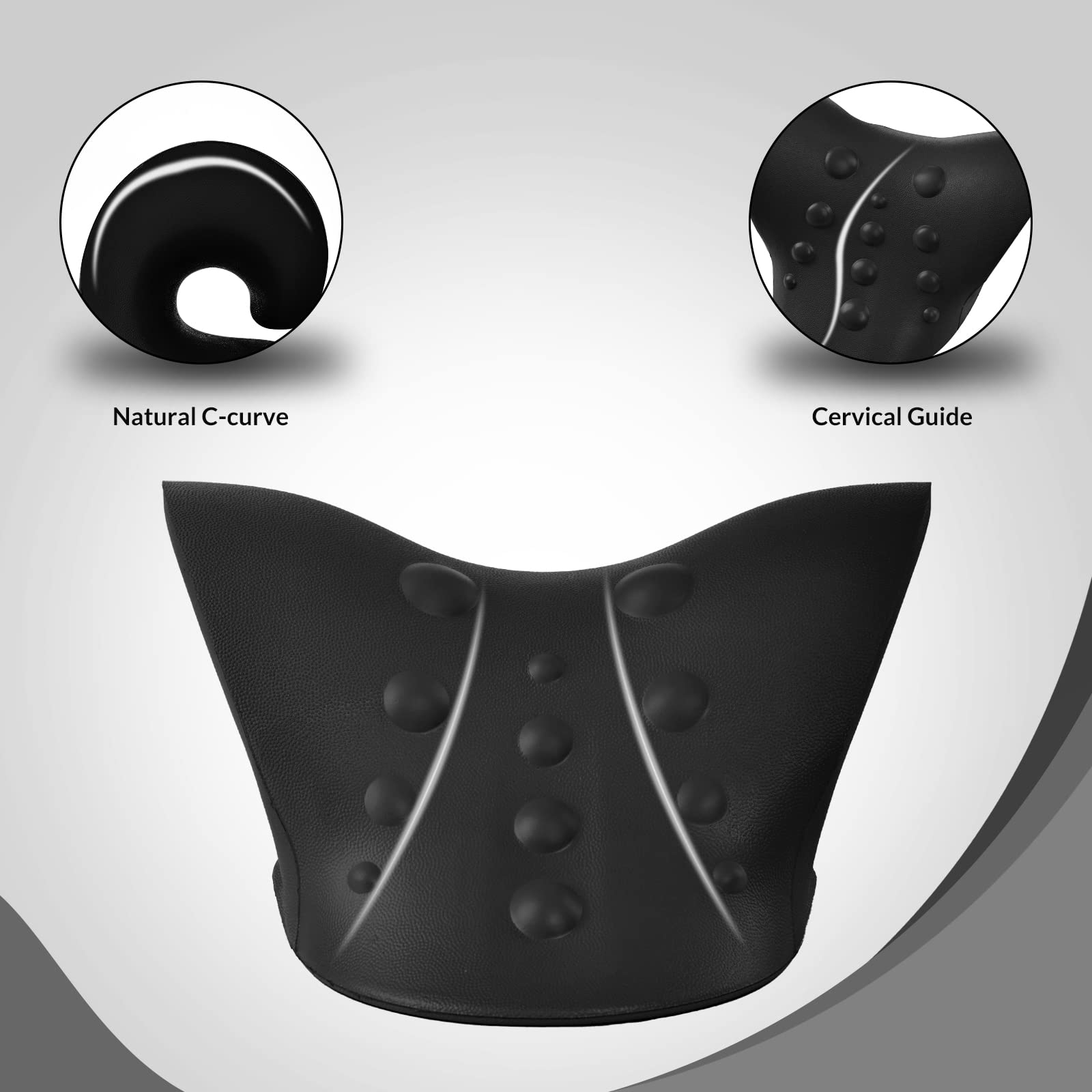 ELEVON Neck Stretcher for Pain Relief,Cervical Traction Device Pillow for Muscle Relax and Neck Hump Correction, Neck and Shoulder Relaxer for TMJ Pain Relief and Cervical Spine Alignment (Black)