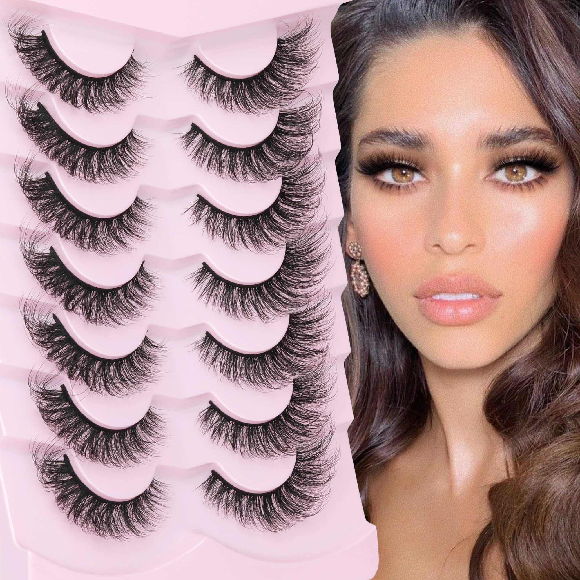 Fluffy False Eyelashes Wispy Fox Eye Lashes Mink Eyelashes Natural Look Fake Lashes that Look Like Extensions by Eefofnn