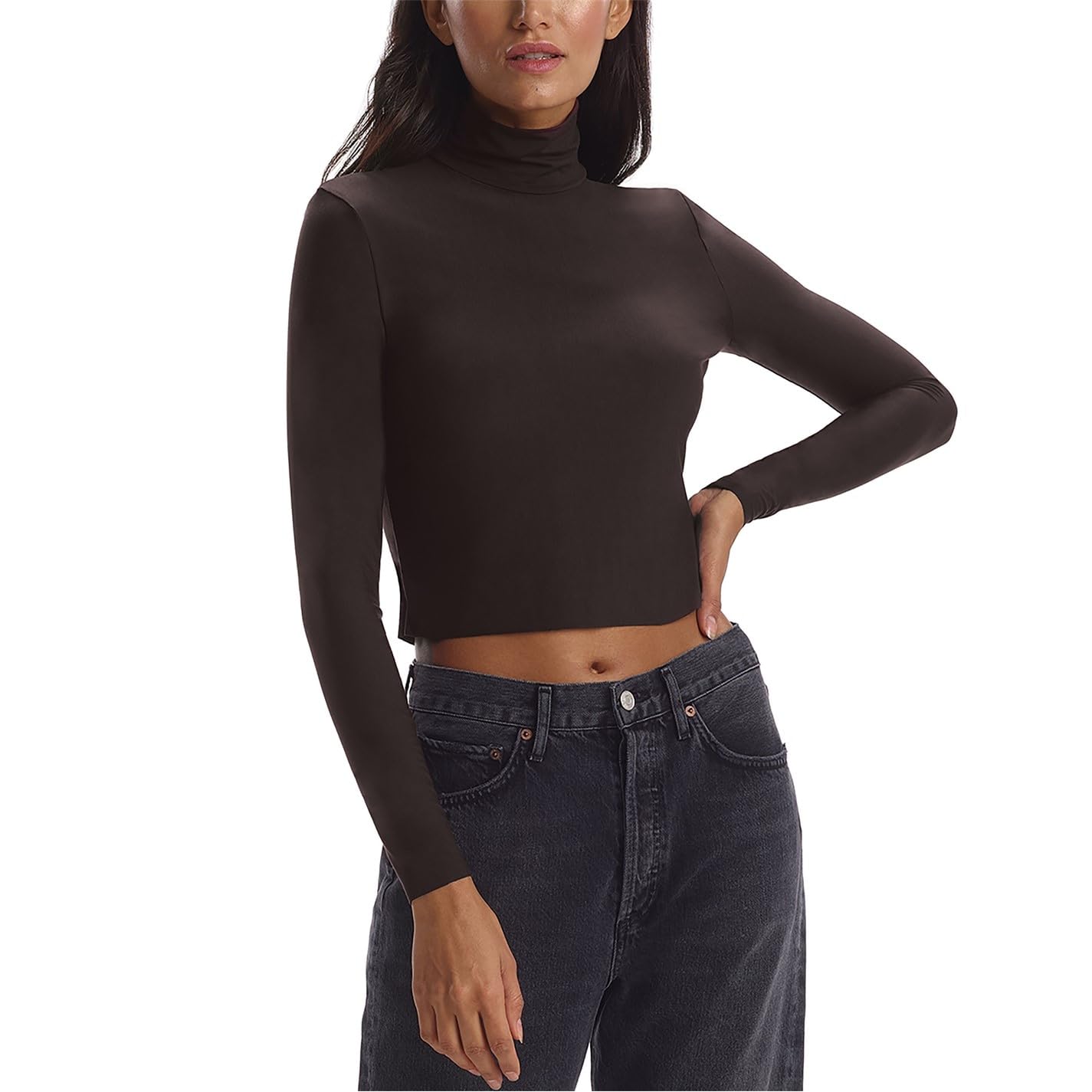 commando Butter Long Sleeve Cropped Turtleneck TS16 Black XS