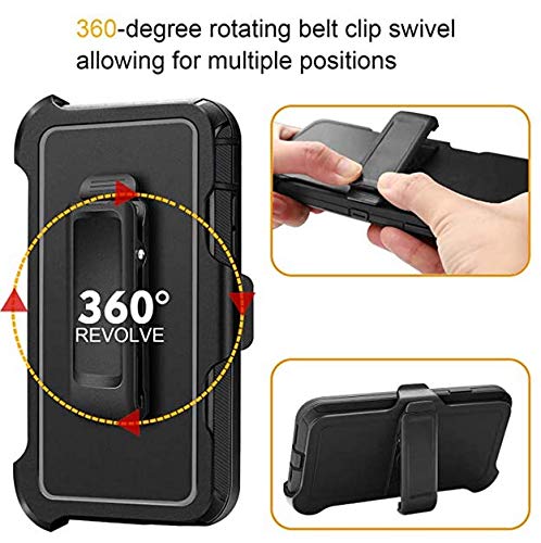 GYJ for iPhone 12/for iPhone 12 Pro Case 6.1" Belt-Clip Kickstand Holster with 2 Screen Protector,Full Body Rugged Heavy Duty Military Grade Shockproof/Drop Protection Cover (Black+Clip)