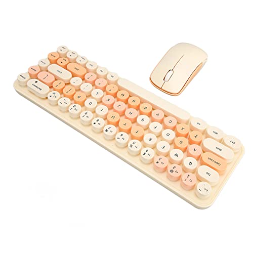 Gaming Keyboard Mouse, Low Consumption USB Keyboard Mouse 3 DPI 68 Keys for Home (Tawny Mixed Color)