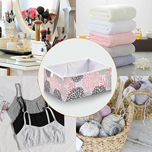 xigua Dahlia Flower Rectangle Storage Bin Large Collapsible Storage Box Canvas Storage Basket for Home,Office,Books,Nursery,Kid's Toys,Closet